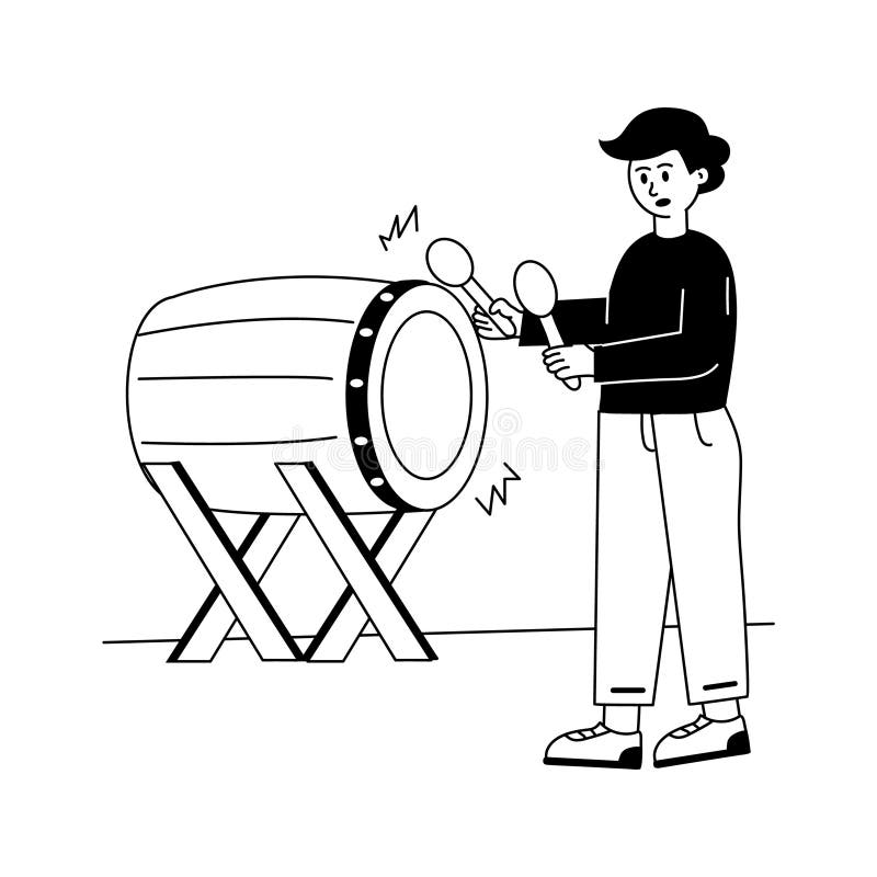 A Muslim Man Beating Drum, Character Illustration Stock Vector ...