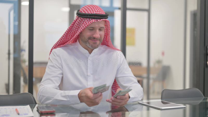 Muslim Man Counting Money at Work Stock Footage - Video of business ...