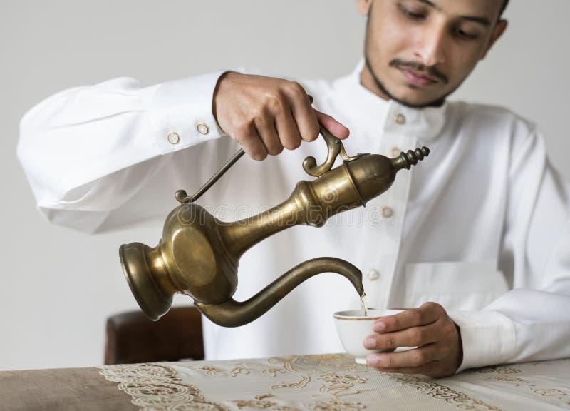 Muslim Man Having a Cup of Tea Stock Image - Image of aromatic, modest ...