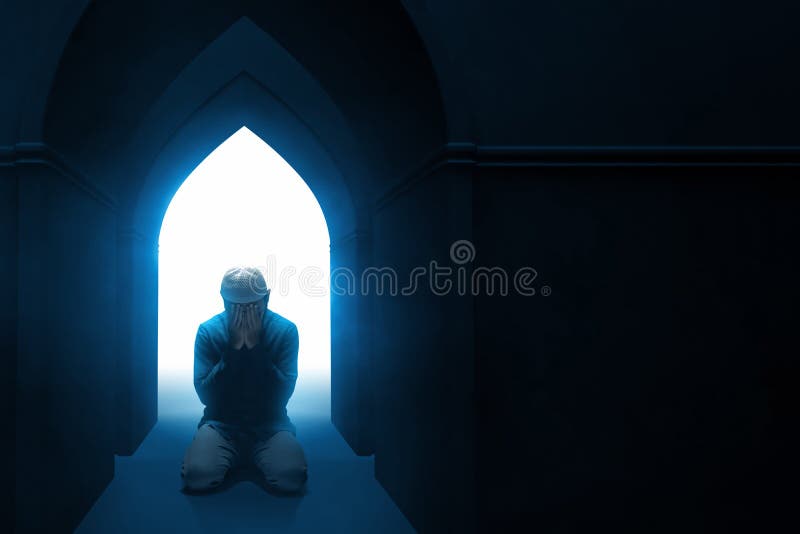 Muslim Man Pray in the Mosque Stock Image - Image of meditation, holy ...