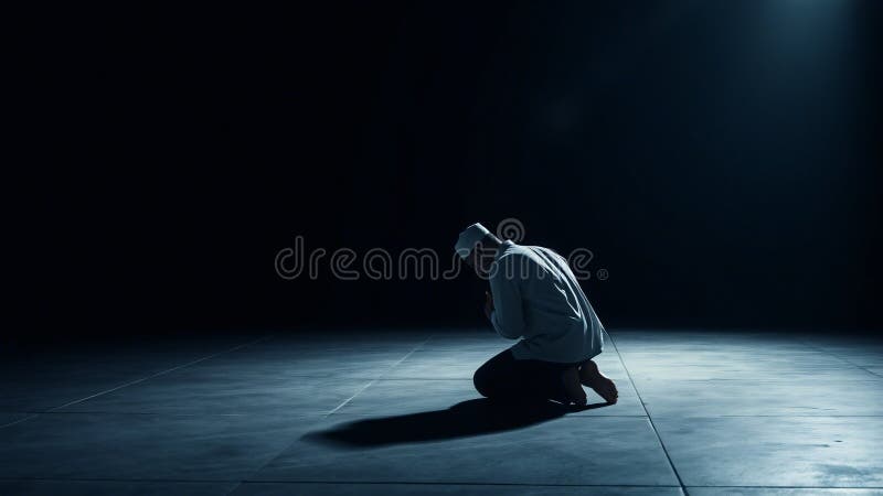 Muslim Man in Prayer, Deep in Reflection Stock Illustration ...
