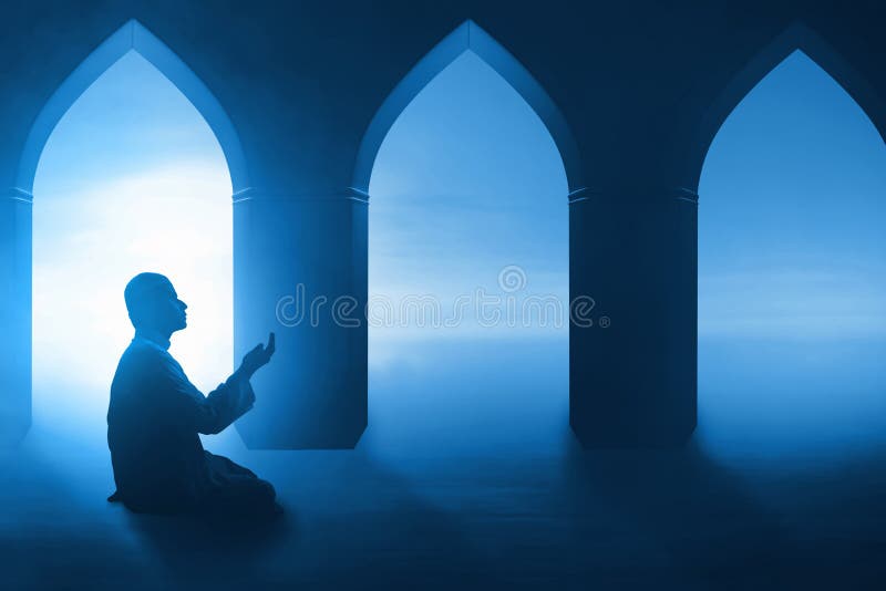Muslim Men Praying in the Mosque Stock Image - Image of isolated, black ...