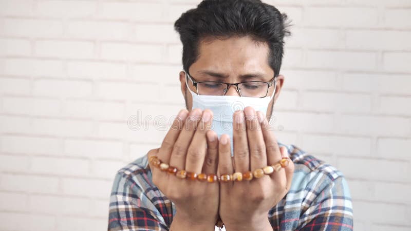Muslim Man in Face Mask Keep Hand in Praying Gestures during Ramadan ...