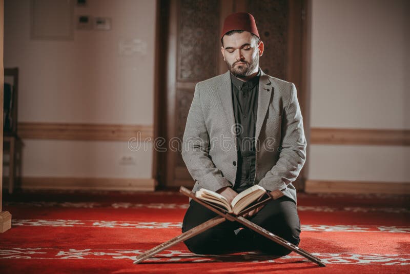 Muslim Man Praying and Reading Quran Stock Photo - Image of tractive ...