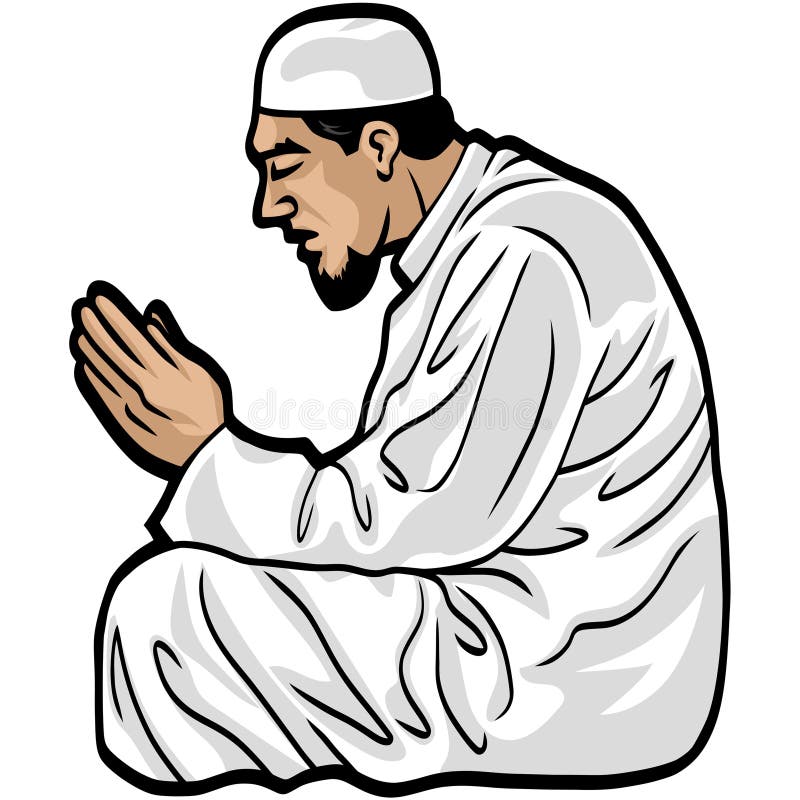Muslim Man Praying Vector Illustration Drawing Stock Vector ...