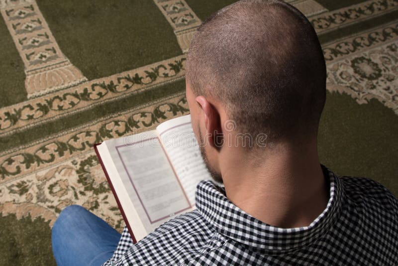 Muslim Man Reading Holy Islamic Book Koran Stock Image - Image of pray ...
