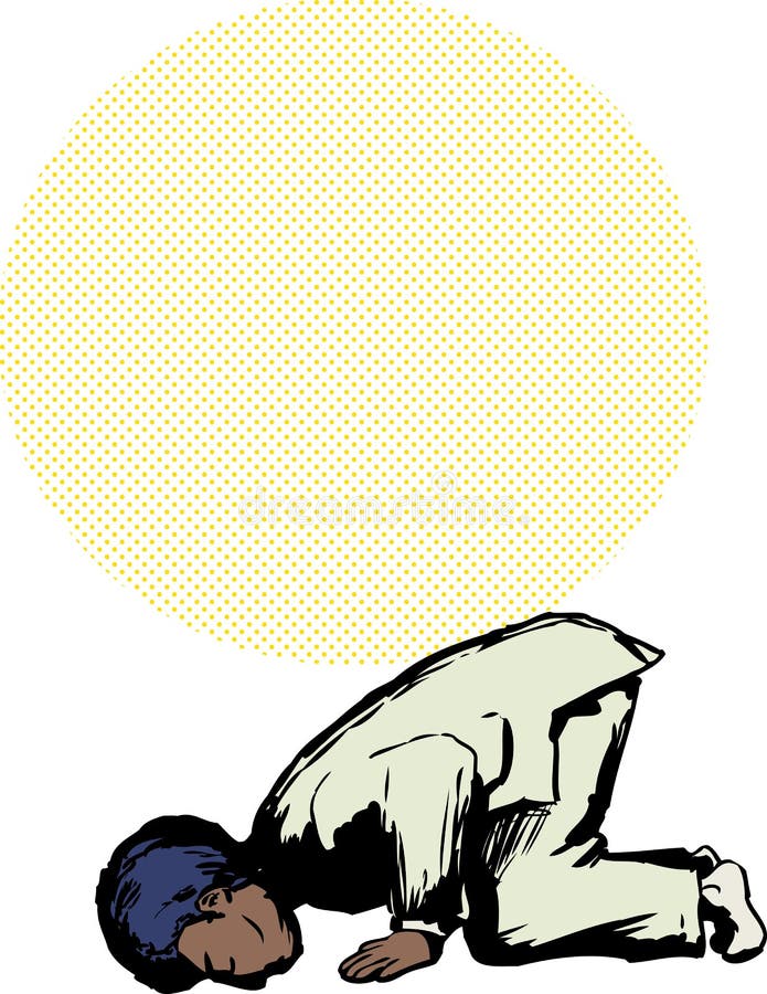 Muslim Man in Sajdah Prayer Position Stock Illustration - Illustration ...