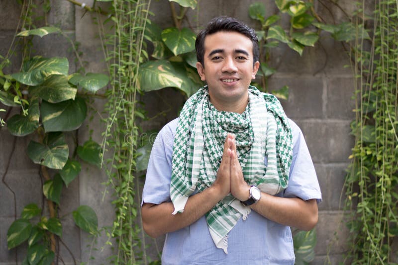 A Muslim Man Stand And Pose In Front Of The Camera Stock Image - Image ...