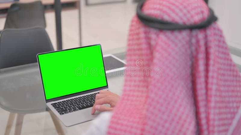 Muslim Man Working on Green Screen Laptop Stock Footage - Video of ...