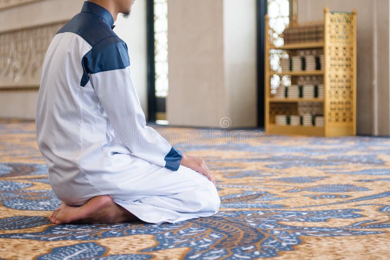 Muslim Men Praying in Tashahhud Posture Stock Photo - Image of belief ...