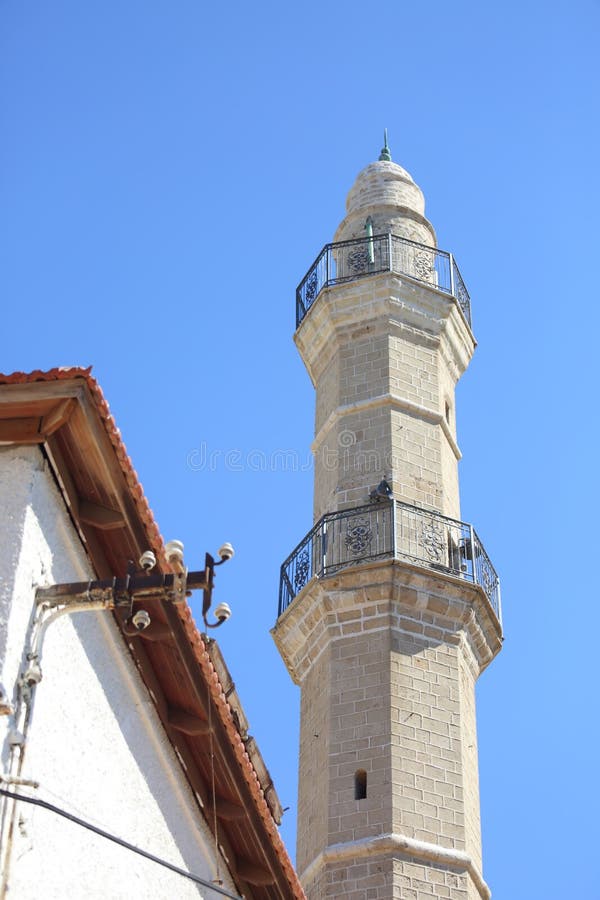 Muslim Minaret with a Crescent of Golden Color View the Sky and Clouds ...