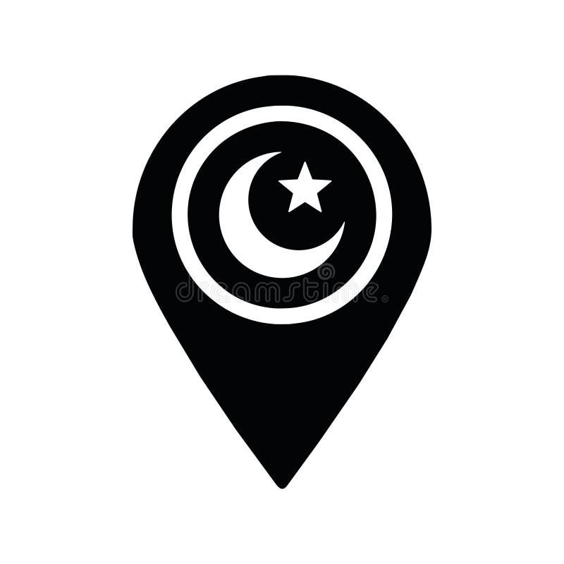 Muslim moon location pin stock vector. Illustration of mubarak - 295536208