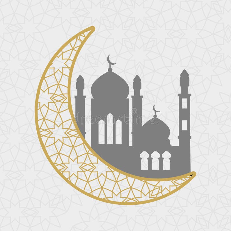 Mosque in moon stock vector. Illustration of design - 217095287
