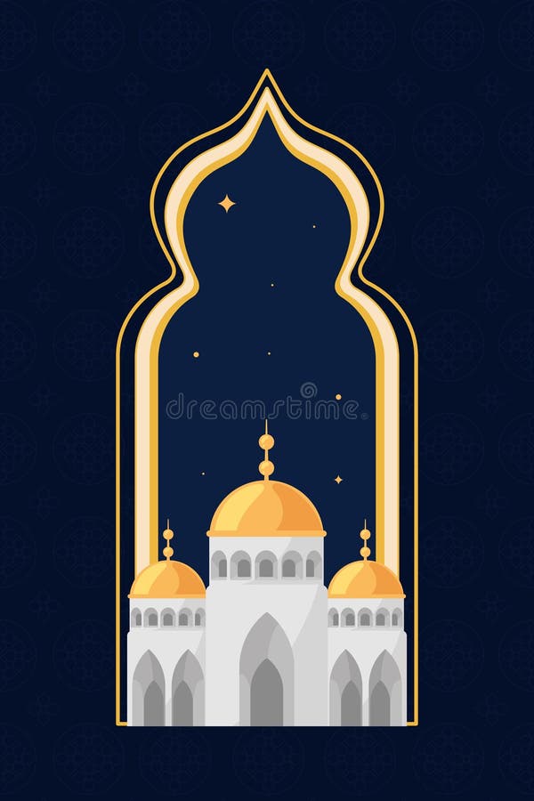 Muslim mosque with frame stock vector. Illustration of facade - 271150945