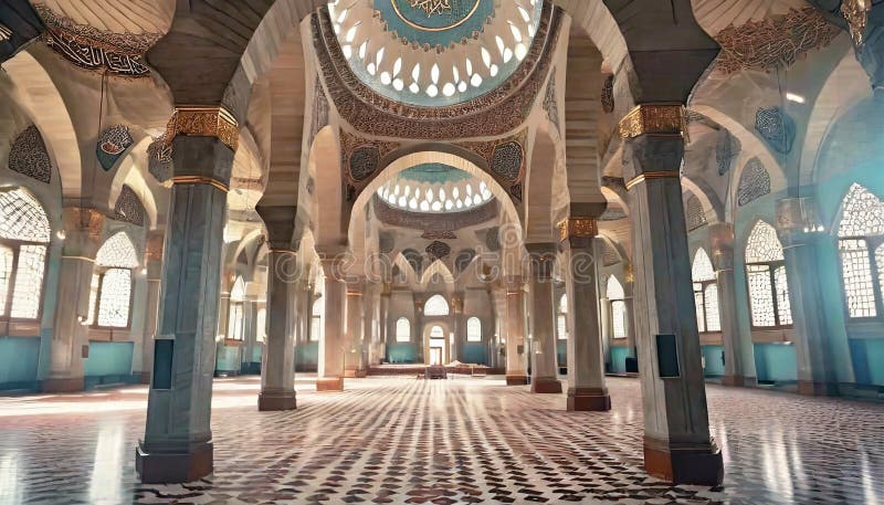 Muslim mosque interior stock illustration. Illustration of interior ...