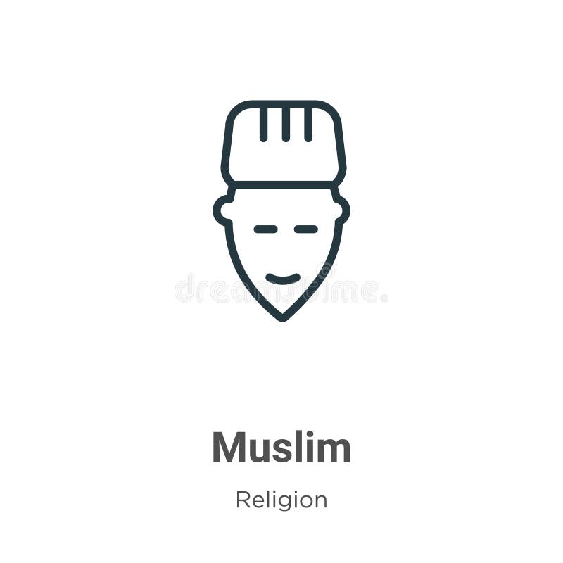 Muslim Outline Vector Icon. Thin Line Black Muslim Icon, Flat Vector ...