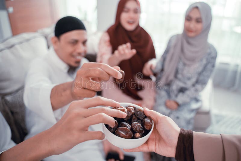Muslim People Taking Dates Fruit for Breaking Fast Stock Image - Image ...