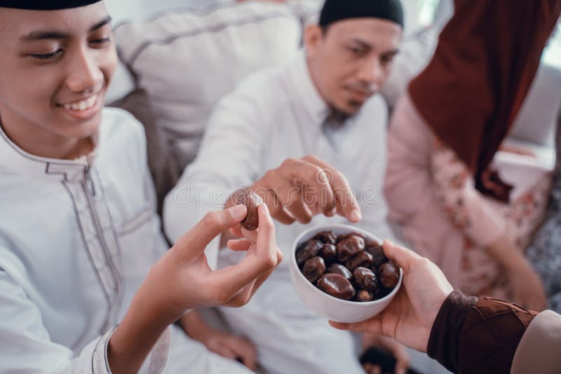 Muslim People Taking Dates Fruit for Breaking Fast Stock Photo - Image ...