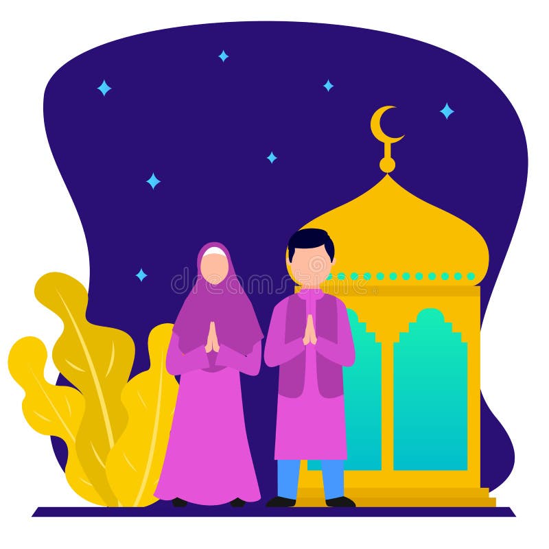 Muslim People Vector Flat Design Stock Vector - Illustration of design ...