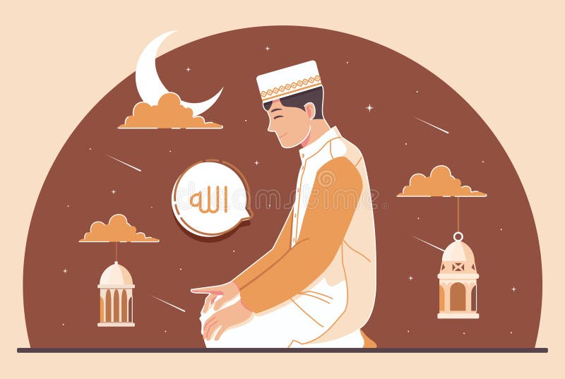 Muslim Praying Character Illustration Stock Vector - Illustration of ...