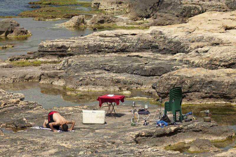 Muslim Praying at the Seaside, Beirut Editorial Stock Image - Image of ...