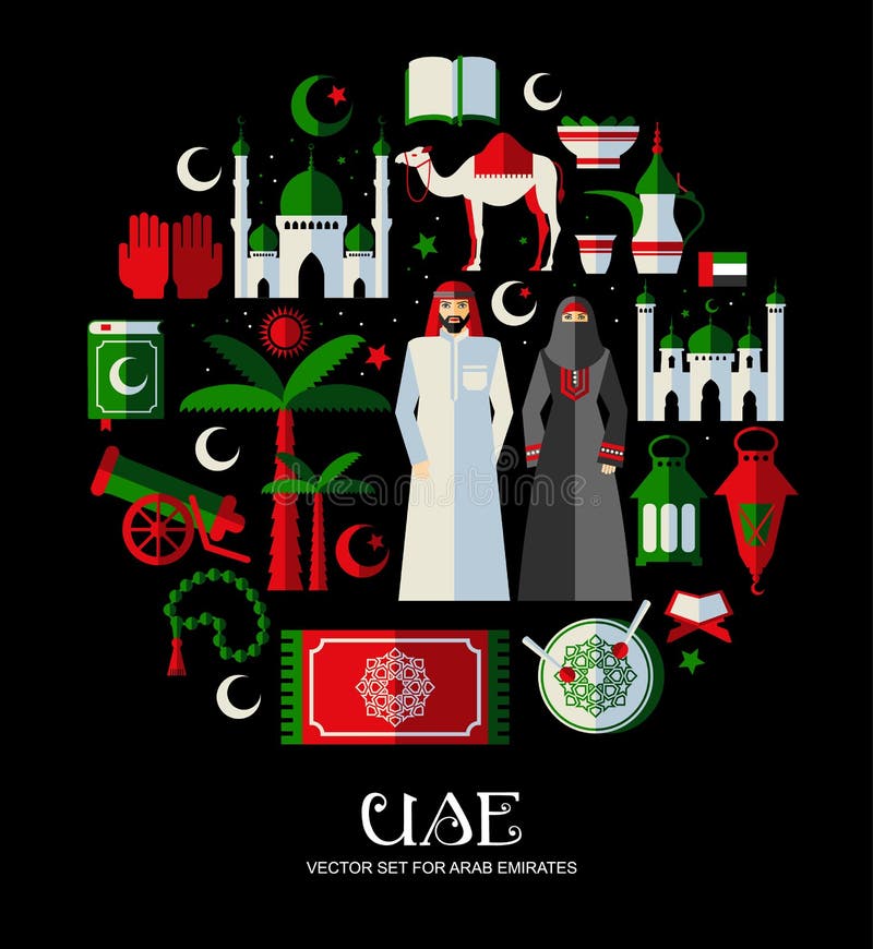 Muslim Set of Icons Set of Arabian. Stock Vector - Illustration of ...