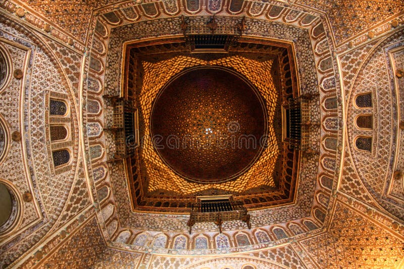 Ceiling in Alhambra Palace, Granada, Spain Stock Photo - Image of ...