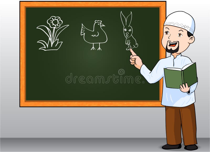 Muslim Teacher Make Teaching-Vector Illustration Stock Vector ...