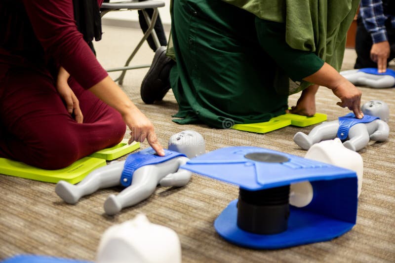 Muslim Trainees Taking Cpr Class and First Aid Stock Photo - Image of ...