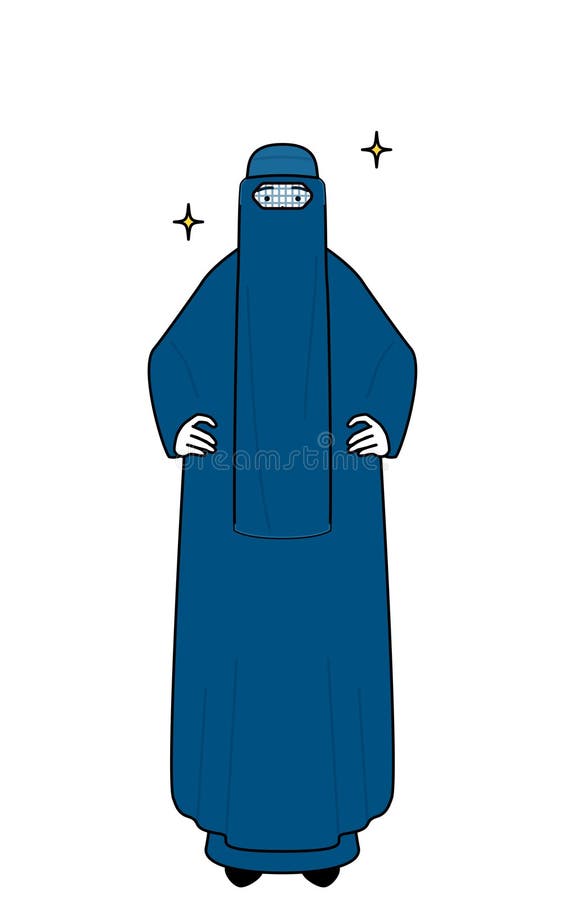 Muslim Woman in Burqa with Her Hands on Her Hips Stock Vector ...