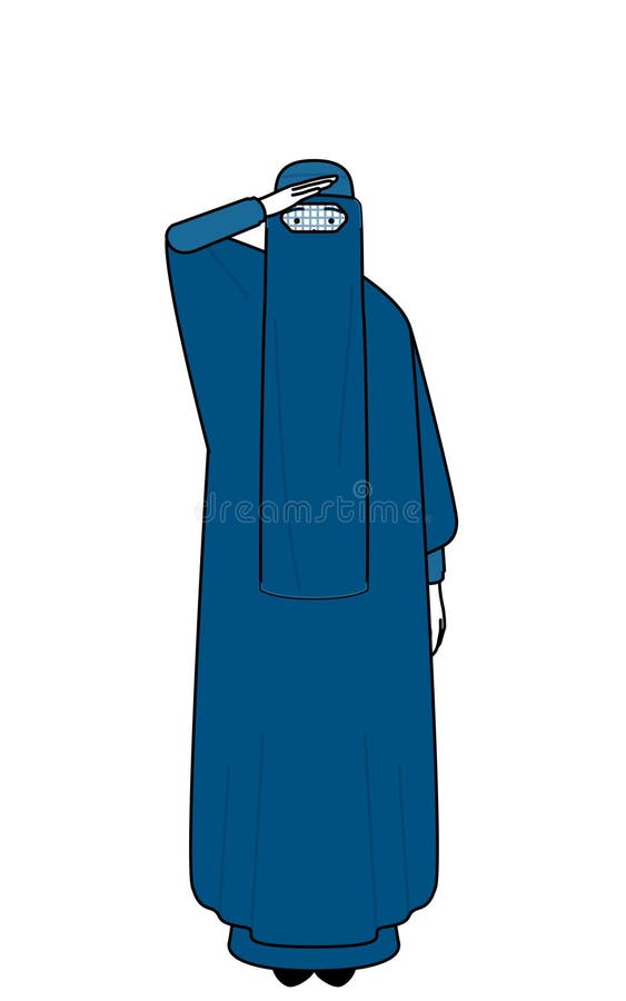 Muslim Woman in Burqa Looking into the Distance Stock Vector ...