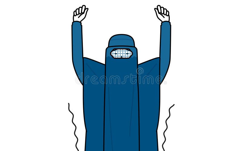 Muslim Woman in Burqa Stretching and Standing Tall Stock Vector ...