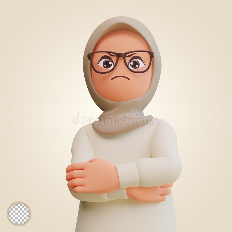 Young Muslim Woman Expressing Negative Emotions Displeased 3d Cartoon ... Young Muslim Woman Expressing Negative Emotions Displeased 3d Cartoon ...