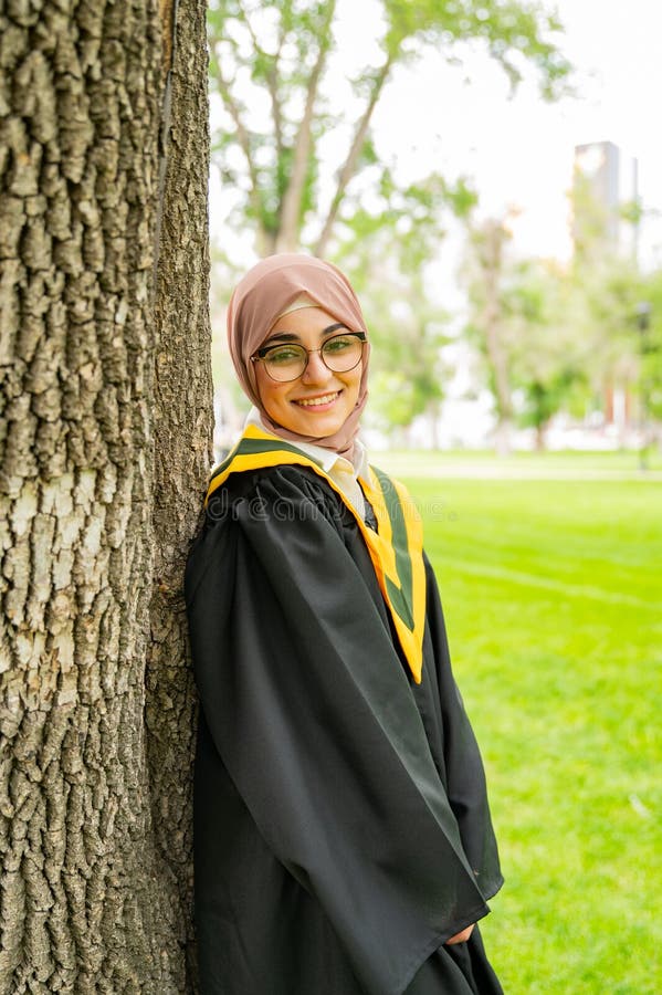 Muslim Woman Graduate in an Urban Setting Stock Image - Image of ...