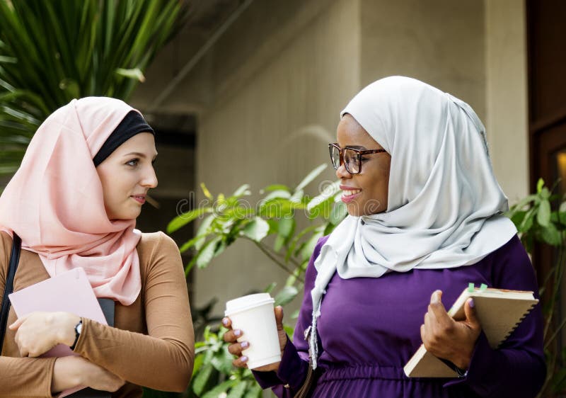 Muslim Woman Meeting after Class Stock Photo - Image of emirates ...
