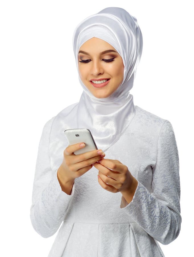 Muslim Woman with Mobile Phone Stock Photo - Image of ethnicity ...