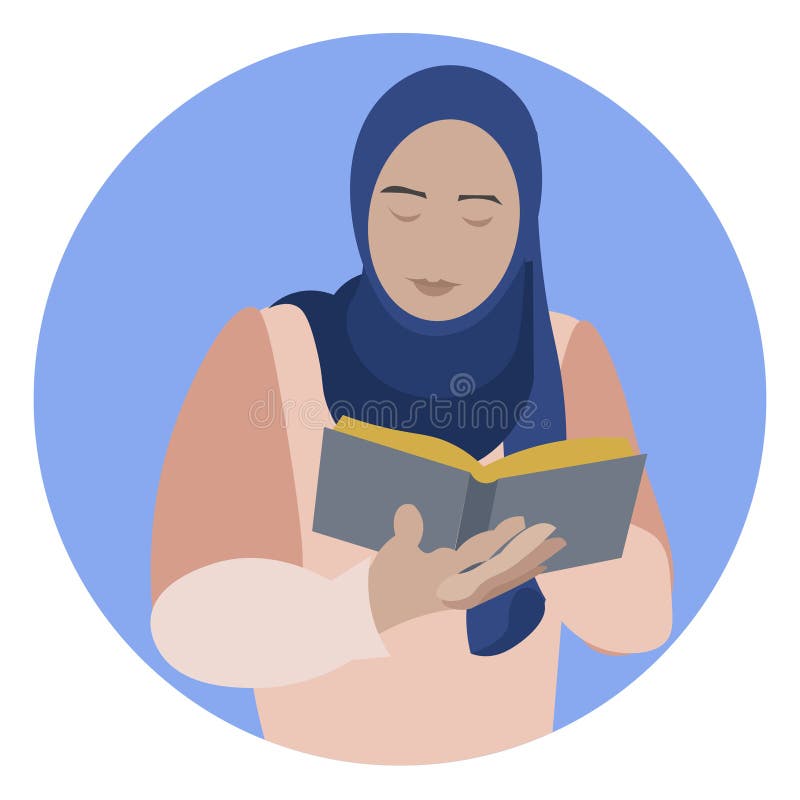 Muslim Woman Reading Holy Islamic Book Koran Womens Rights To