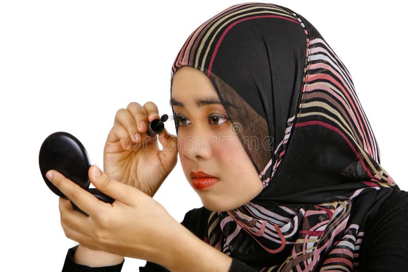 Muslim Women Applying Makeup Stock Image - Image of headscarf, malay ...
