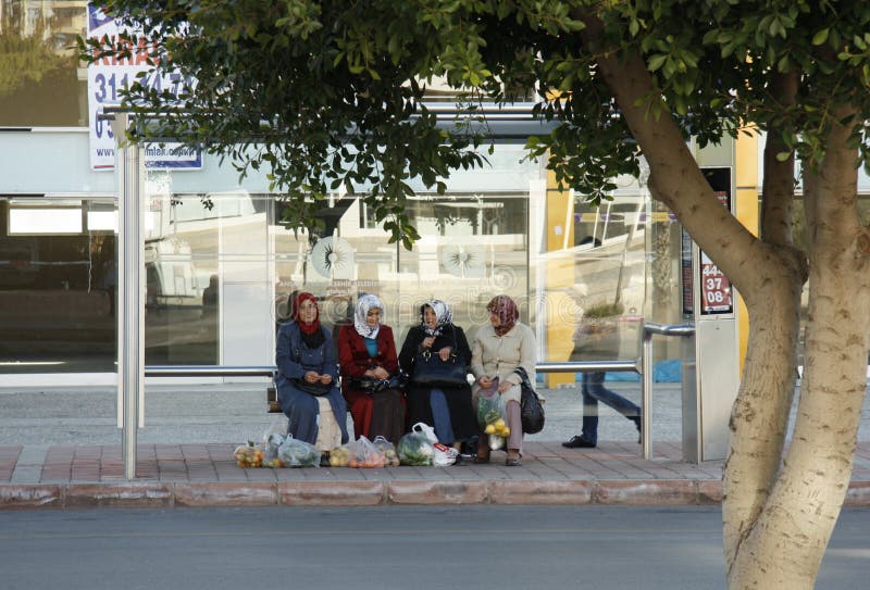 Muslim Women Waiting for a Bus Editorial Image - Image of clothes ...