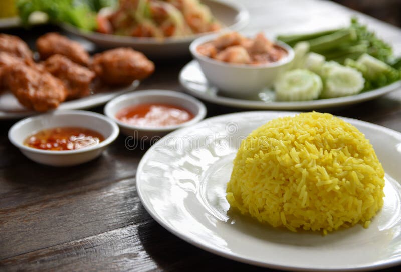 Muslim yellow rice stock image. Image of cuisine, sauce - 88986933