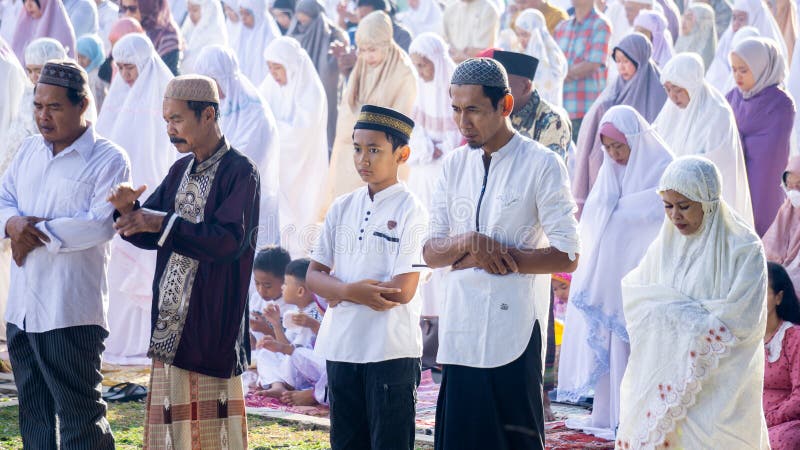 Muslims Pray Eid Prayers in the Morning in the Blitar City Square ...