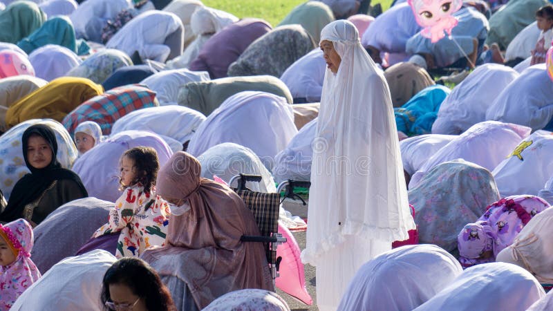 Muslims Pray Eid Prayers in the Morning in the Blitar City Square ...