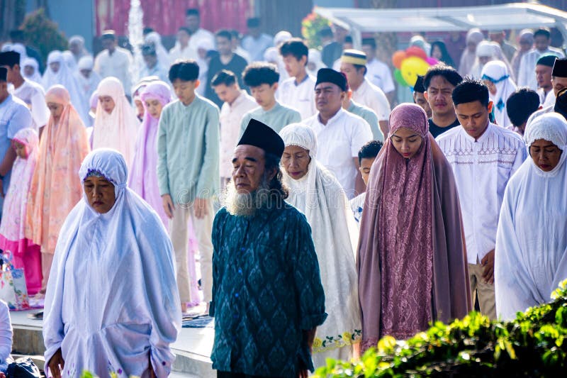 Muslims Pray Eid Prayers in the Morning in the Blitar City Square ...