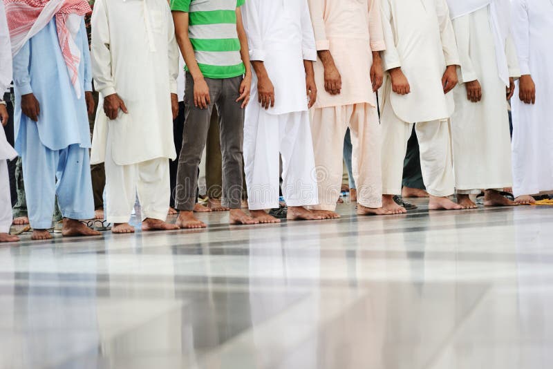 Muslims Praying Together At Holy Mosque Stock Image - Image of prayers ...