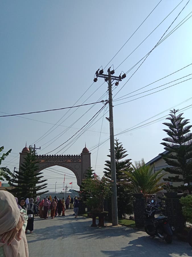 Muslim People Come Home from Islamic Assembly in Mosque with Sunny ...