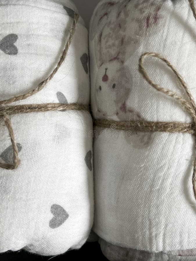 Muslin Diapers Tied with String. Close Stock Photo - Image of rodent ...