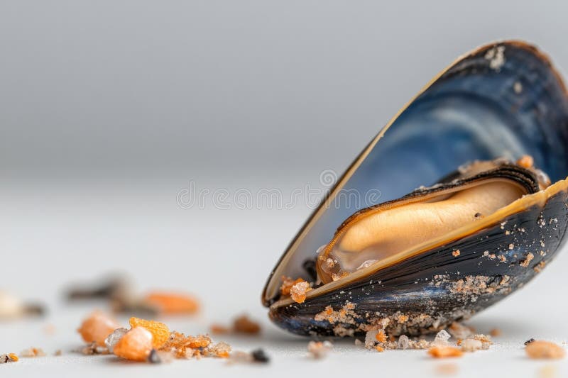 Mussel Shell with Microplastic Particles Stock Image - Image of waste ...