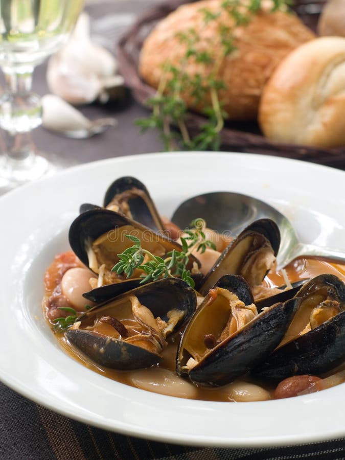 Mussel soup stock image. Image of cooked, garlic, plate - 16673309