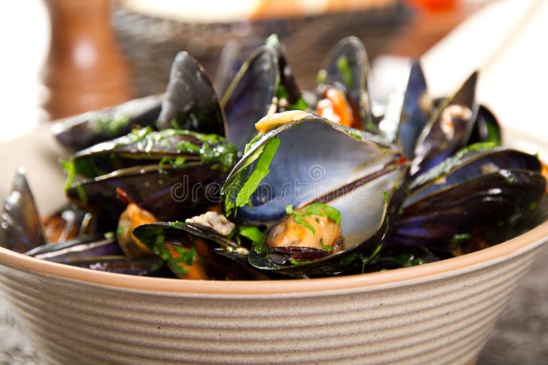 Platter of Mussels stock image. Image of watering, mussels - 1961687