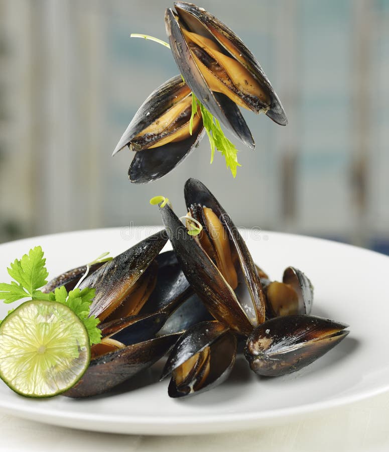Mussels with Garlic Sauce stock image. Image of seafood - 37616579